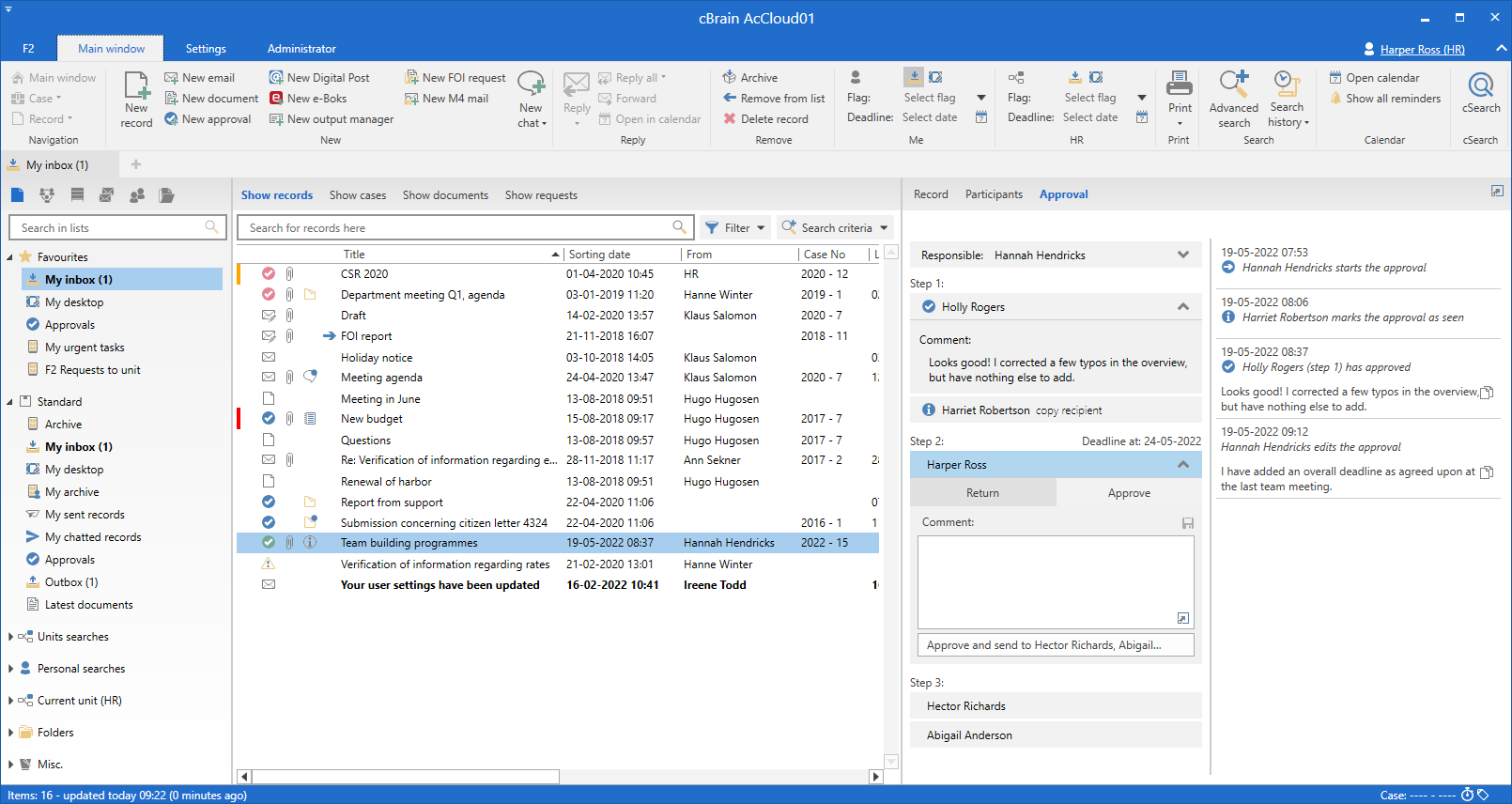 Approval overview in F2 Desktop :: F2 Docs